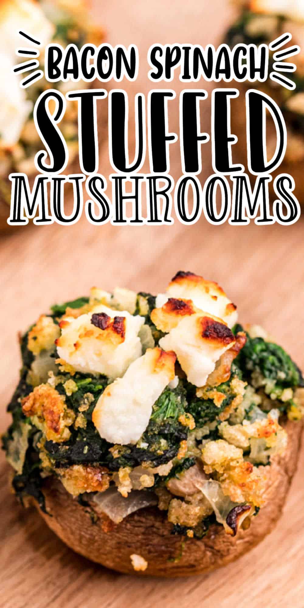 Feta, Bacon and Spinach Stuffed Mushrooms • MidgetMomma