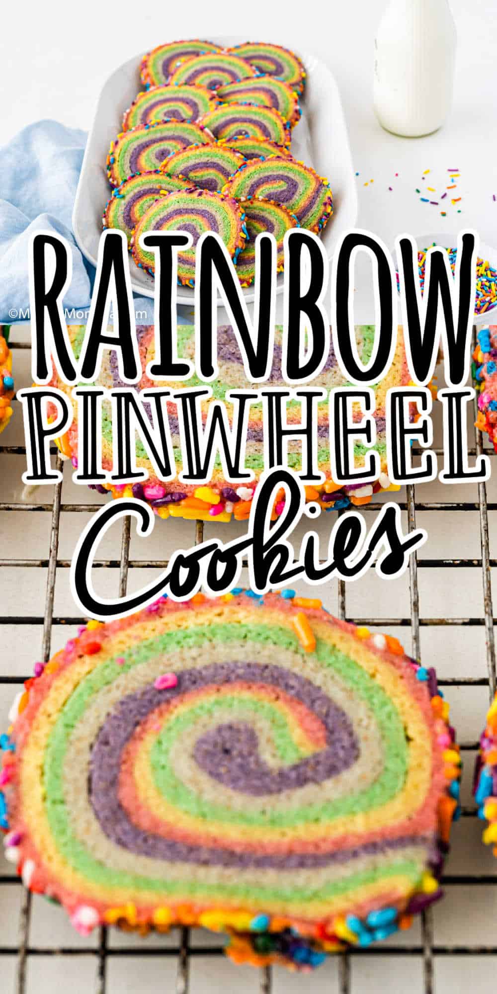 Rainbow Pinwheel Cookies Recipe (Rainbow Swirl Sugar Cookies)