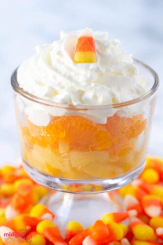 Candy Corn Fruit Parfaits - Easy Halloween Treat • MidgetMomma
