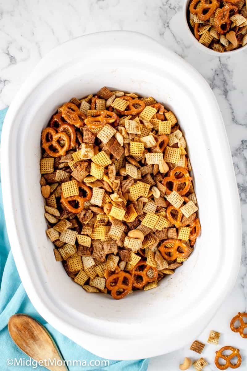 Slow Cooker Chex Snack Mix Recipe • MidgetMomma