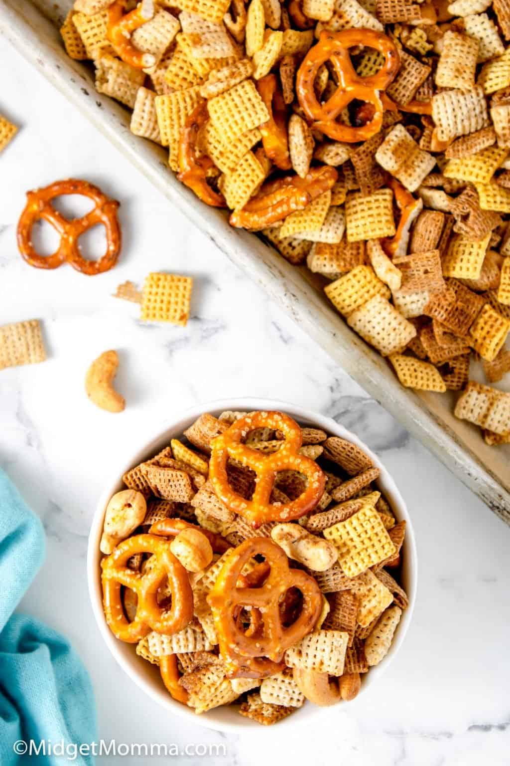 Slow Cooker Chex Snack Mix Recipe • MidgetMomma
