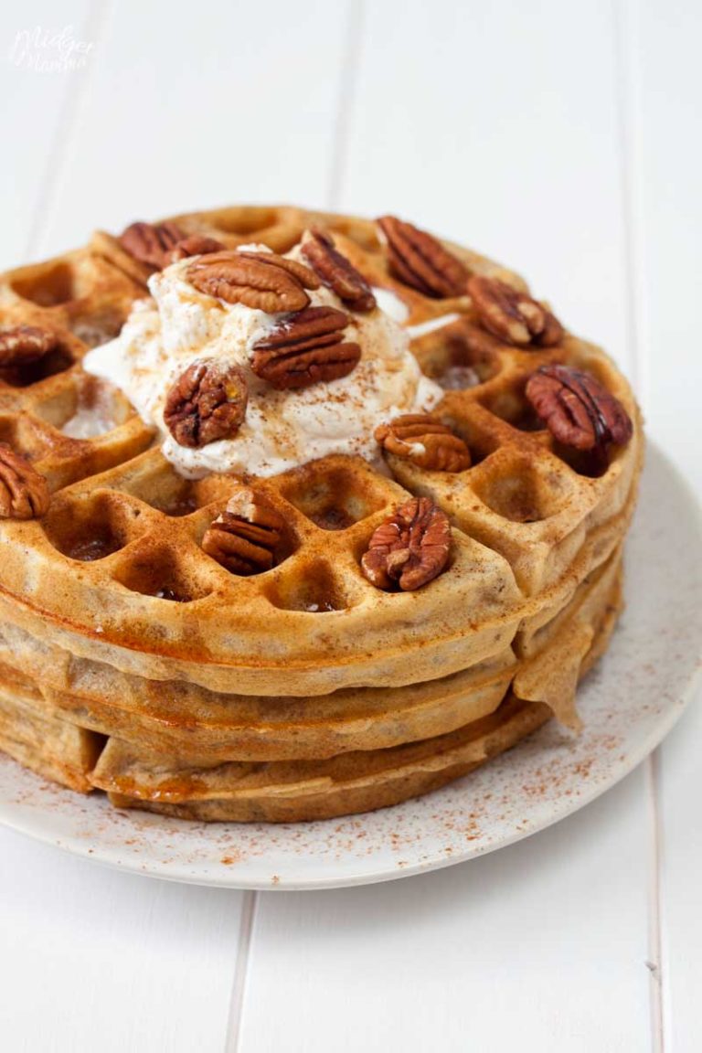 Pecan Pie Waffles Recipe • MidgetMomma