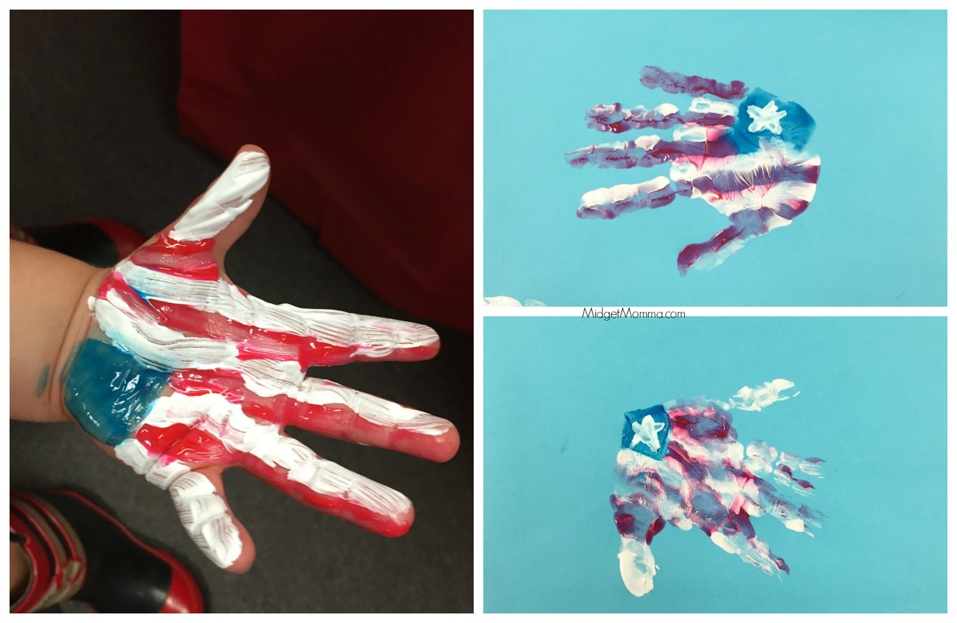 Flag Hand Print Craft Made with Kids Hands • MidgetMomma
