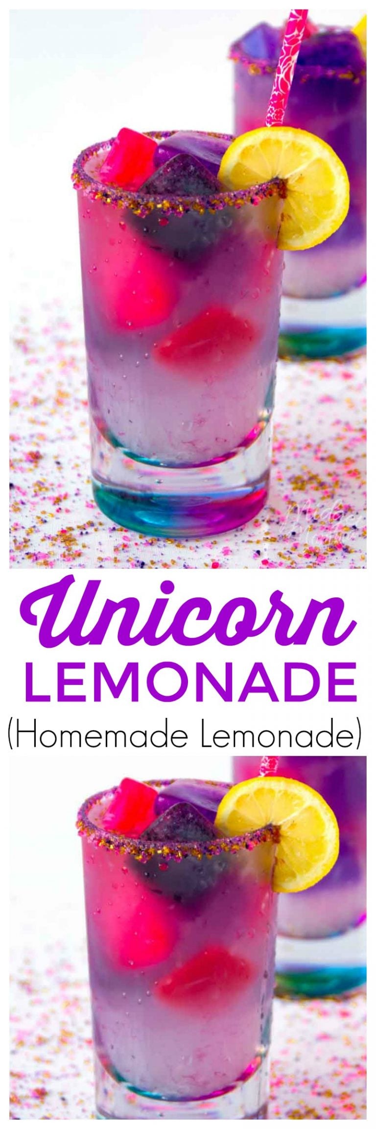 Unicorn Lemonade made with Homemade Lemonade Recipe