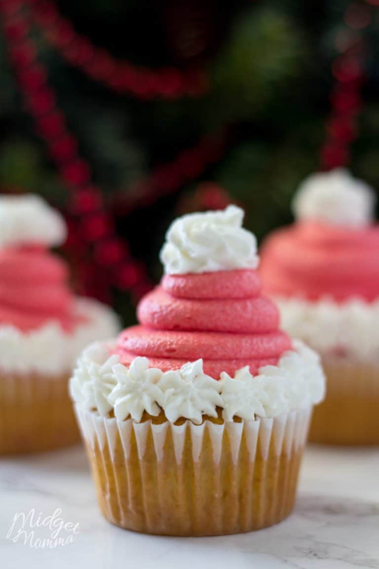 Santa Hat Cupcake with Homemade Icing | Christmas Party Treats