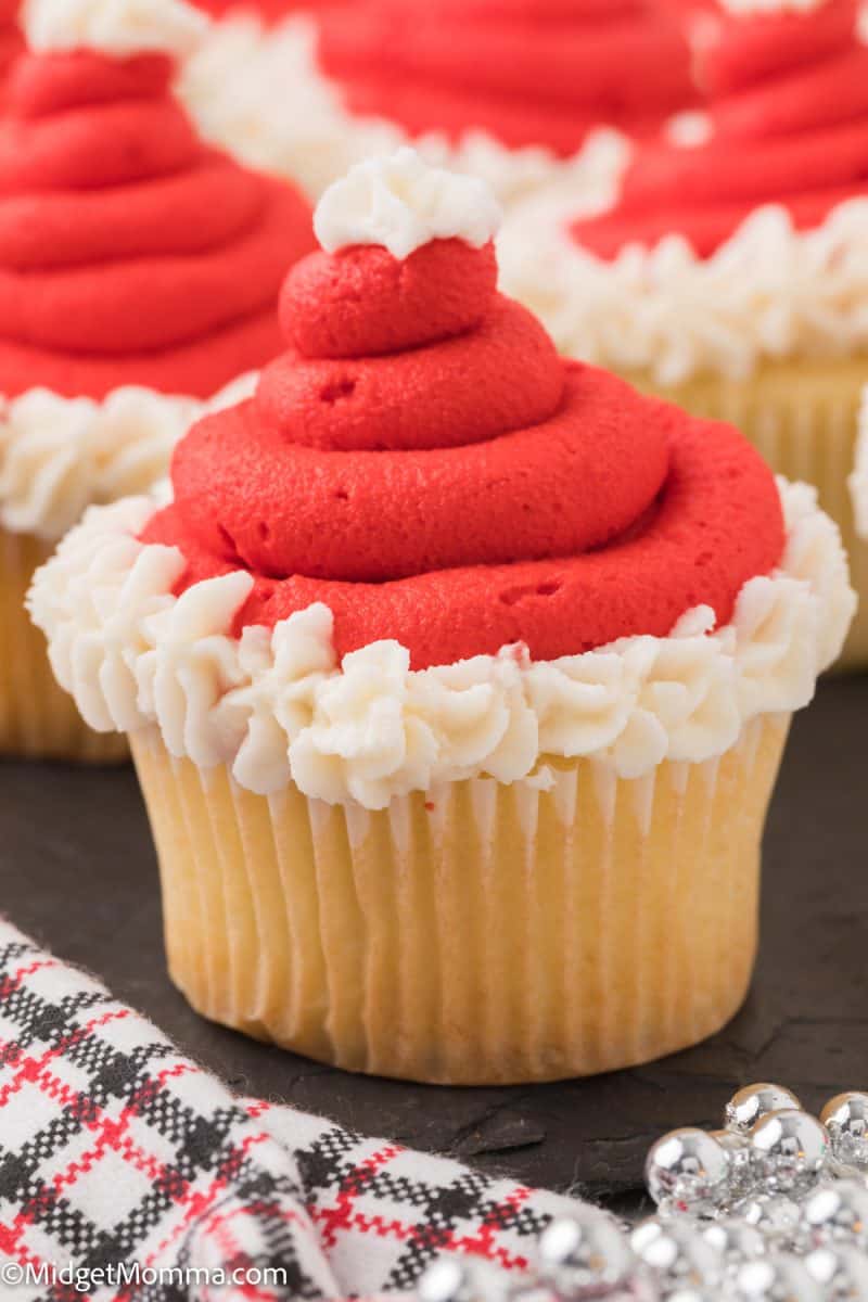Santa Hat Cupcake with Homemade Icing | Christmas Party Treats