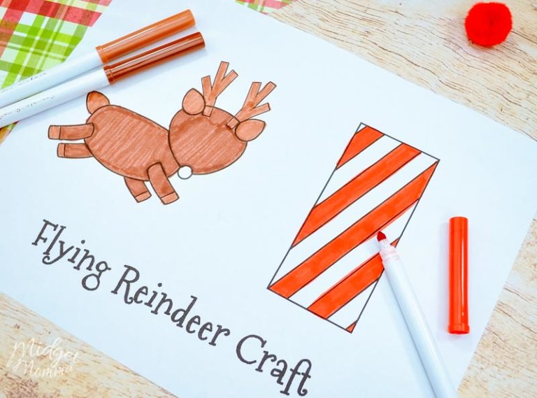 Flying Paper Reindeer Craft with Printable Template! • MidgetMomma