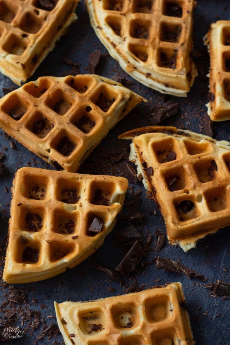 Chocolate Chip Waffles Recipe • MidgetMomma