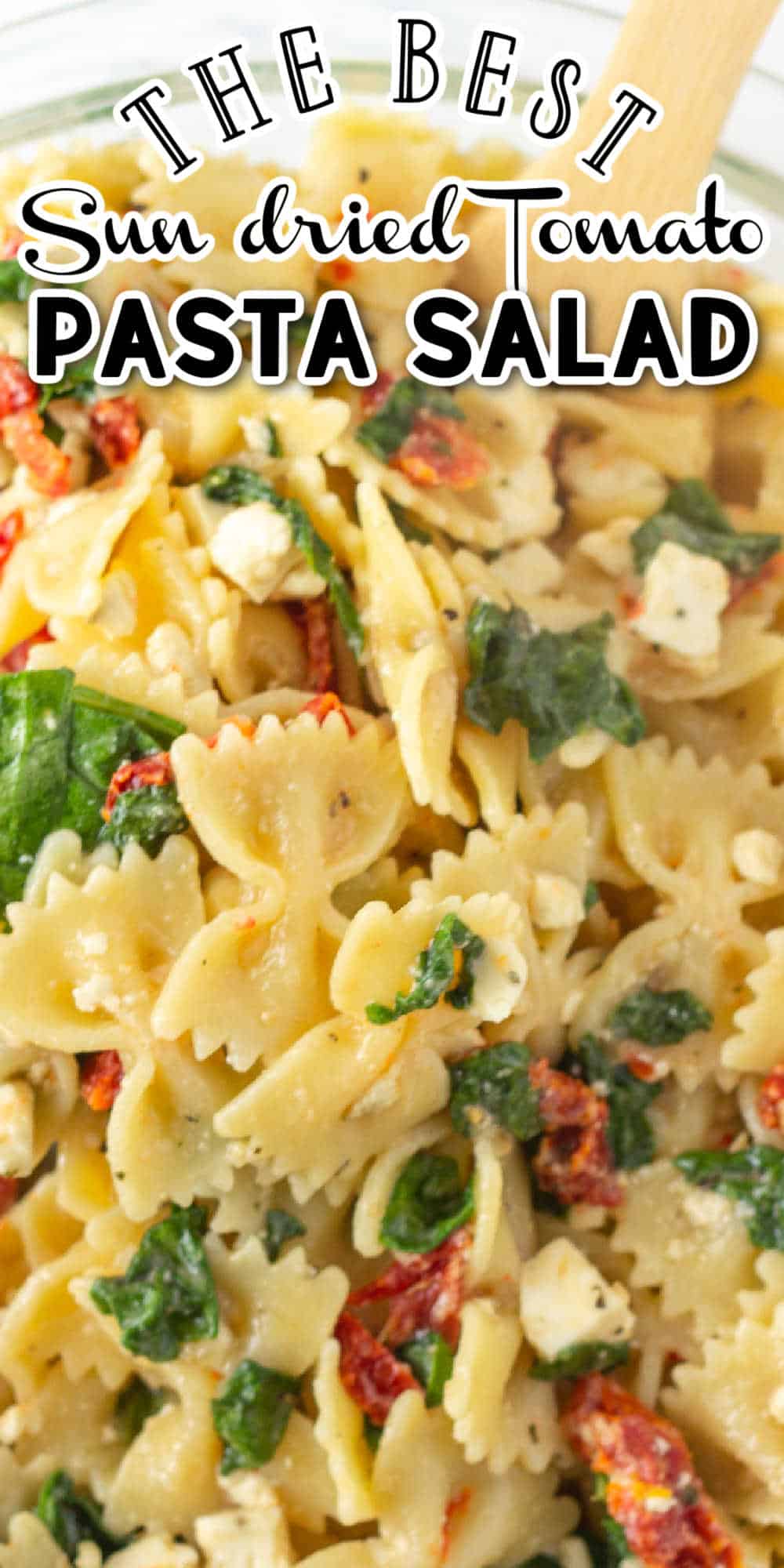 Sundried Tomato Pasta Salad With Spinach And Feta Cheese