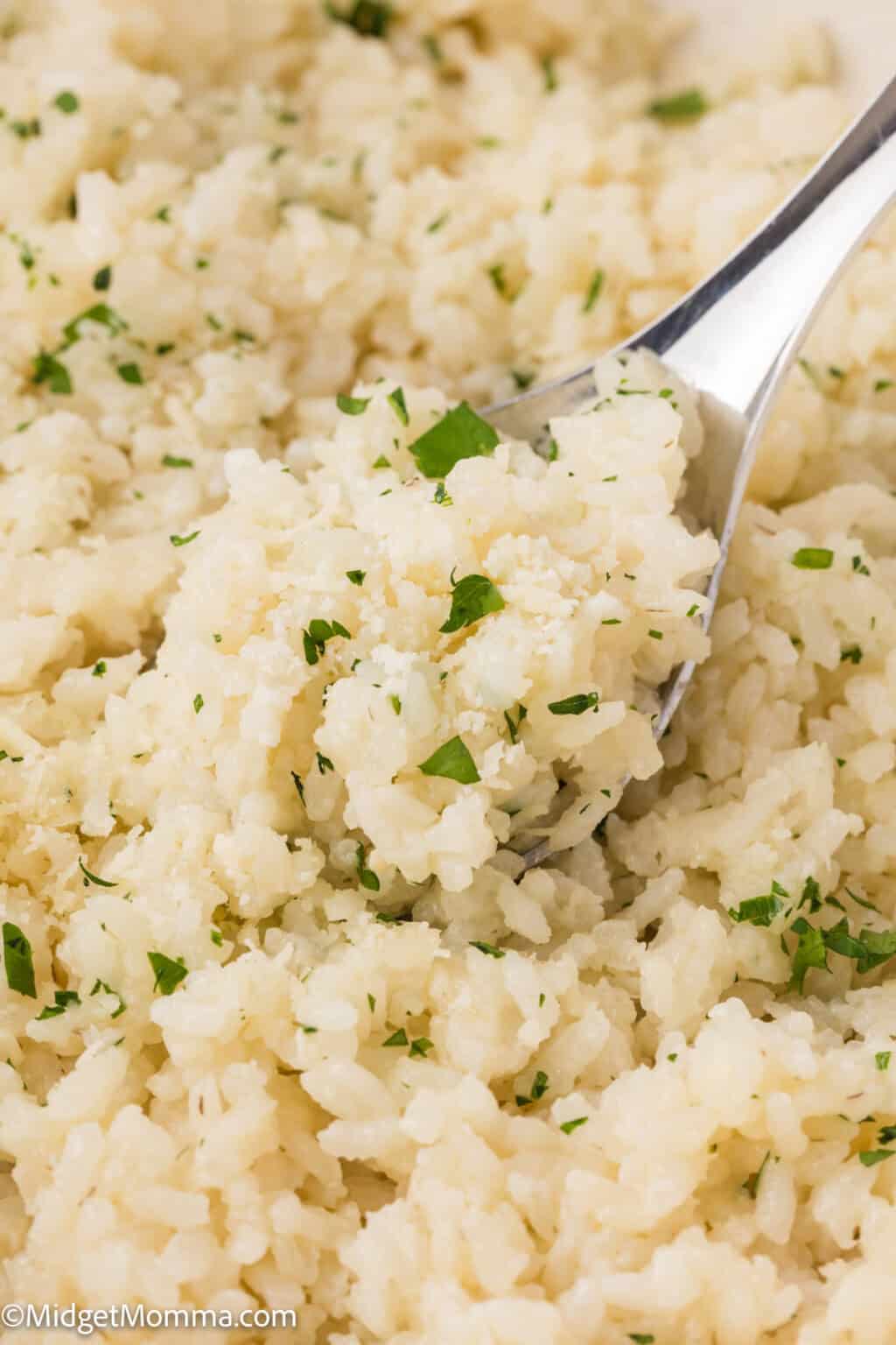 Creamy Garlic Parmesan Rice Recipe • MidgetMomma