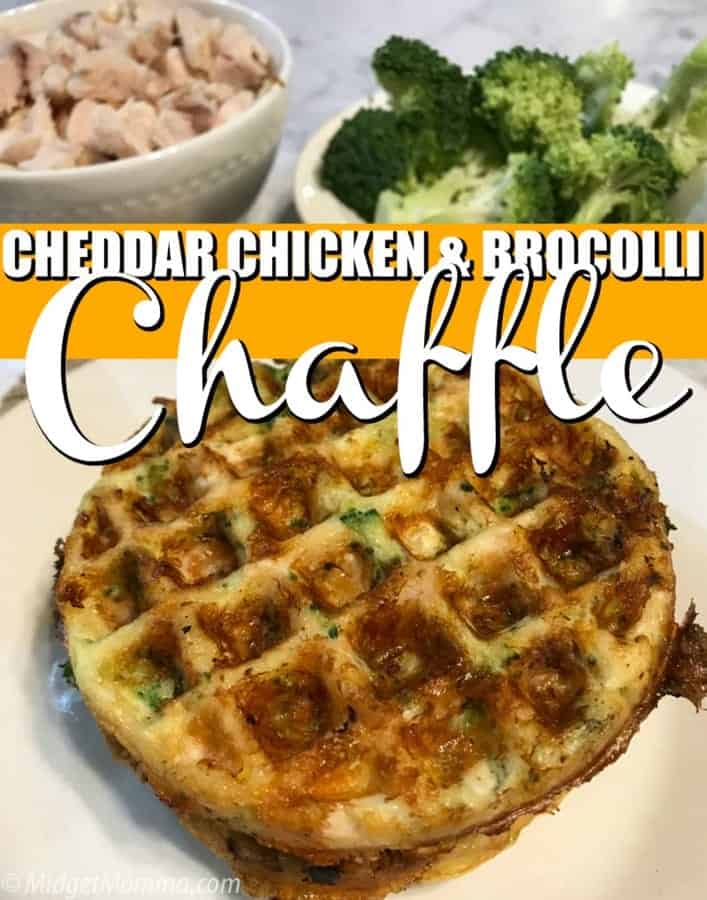 Cheddar Chicken and Broccoli Chaffle • MidgetMomma