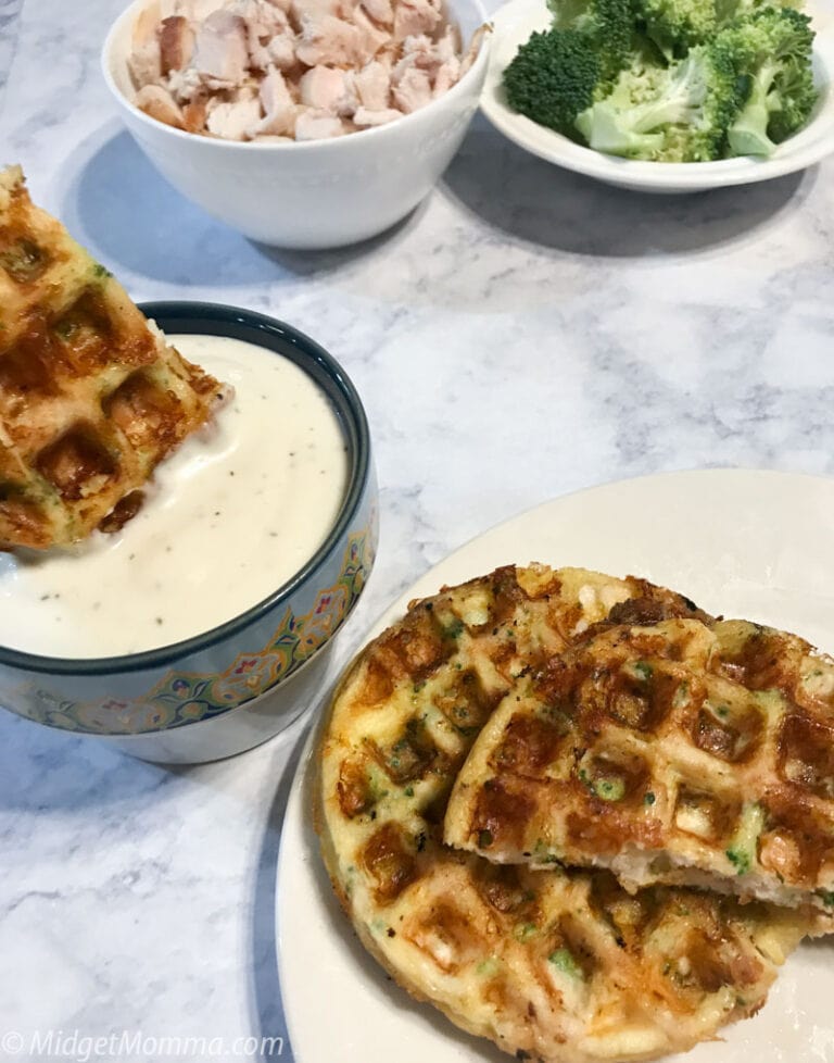 Cheddar Chicken and Broccoli Chaffle • MidgetMomma
