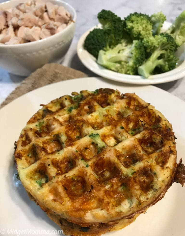 Cheddar Chicken and Broccoli Chaffle • MidgetMomma