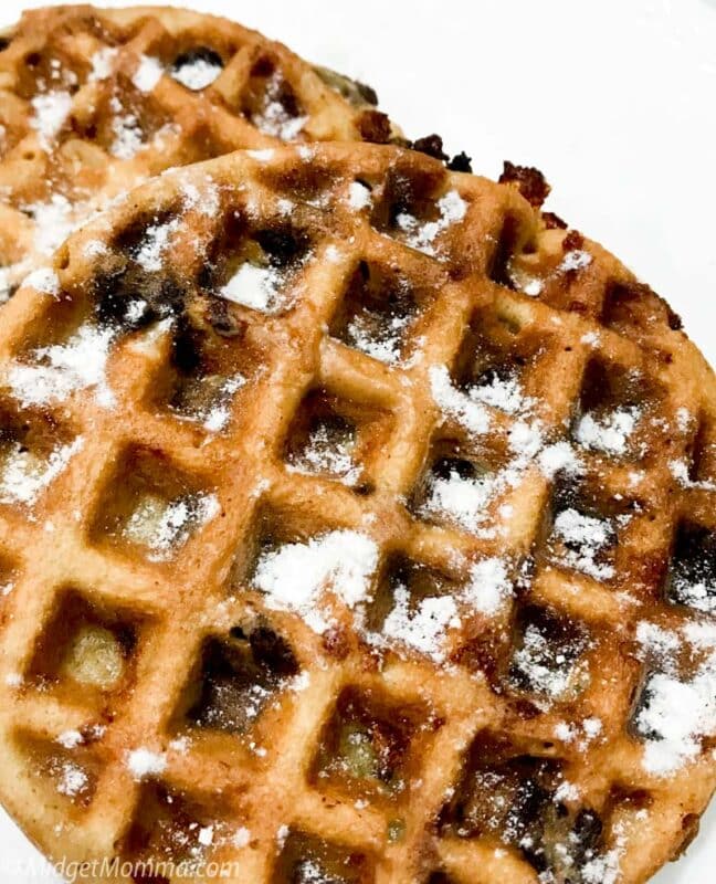 Peanut Butter Chocolate Chip Chaffle Recipe • MidgetMomma