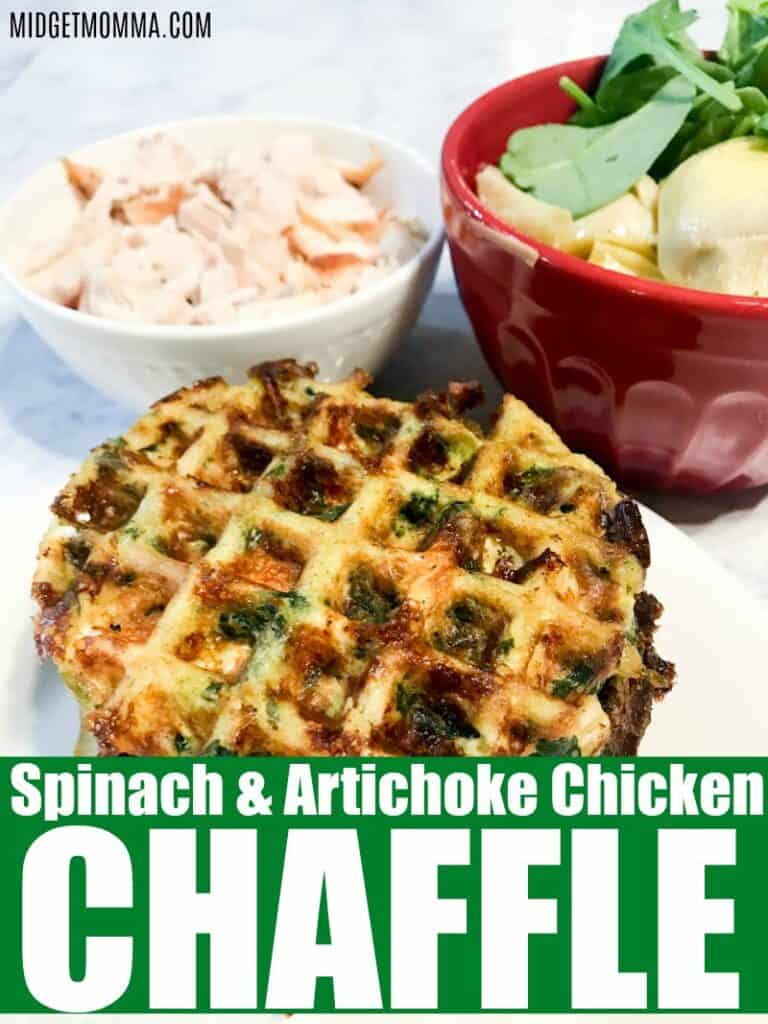 Spinach and Artichoke Chicken Chaffle • MidgetMomma