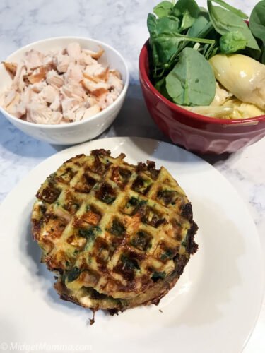 Spinach and Artichoke Chicken Chaffle • MidgetMomma