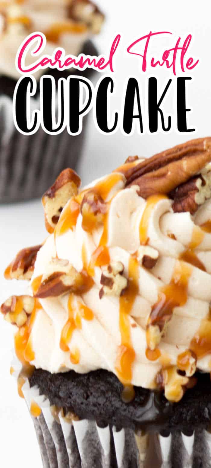 Chocolate Caramel Turtle Cupcakes • MidgetMomma