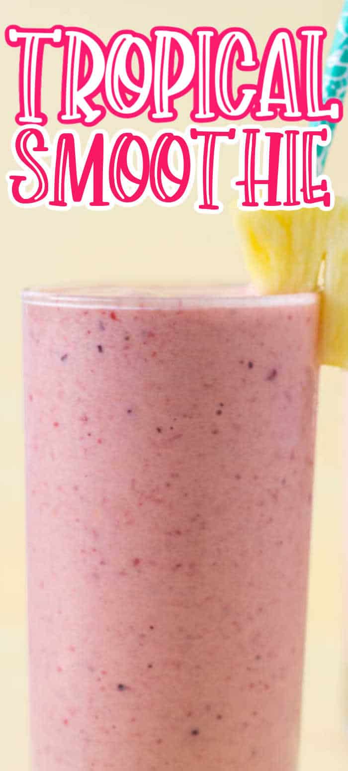 Mango Strawberry Pineapple Tropical Smoothie Recipe • MidgetMomma