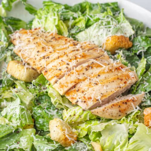 Caesar Salad With Homemade Caesar Salad Dressing And Chicken Caesar Salad With Homemade Caesar Salad Dressing And Chicken