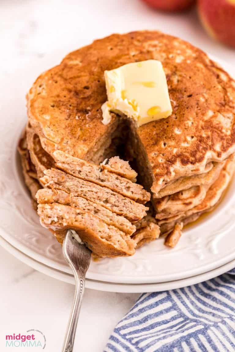 Fluffy Apple Cinnamon Pancakes • MidgetMomma.com