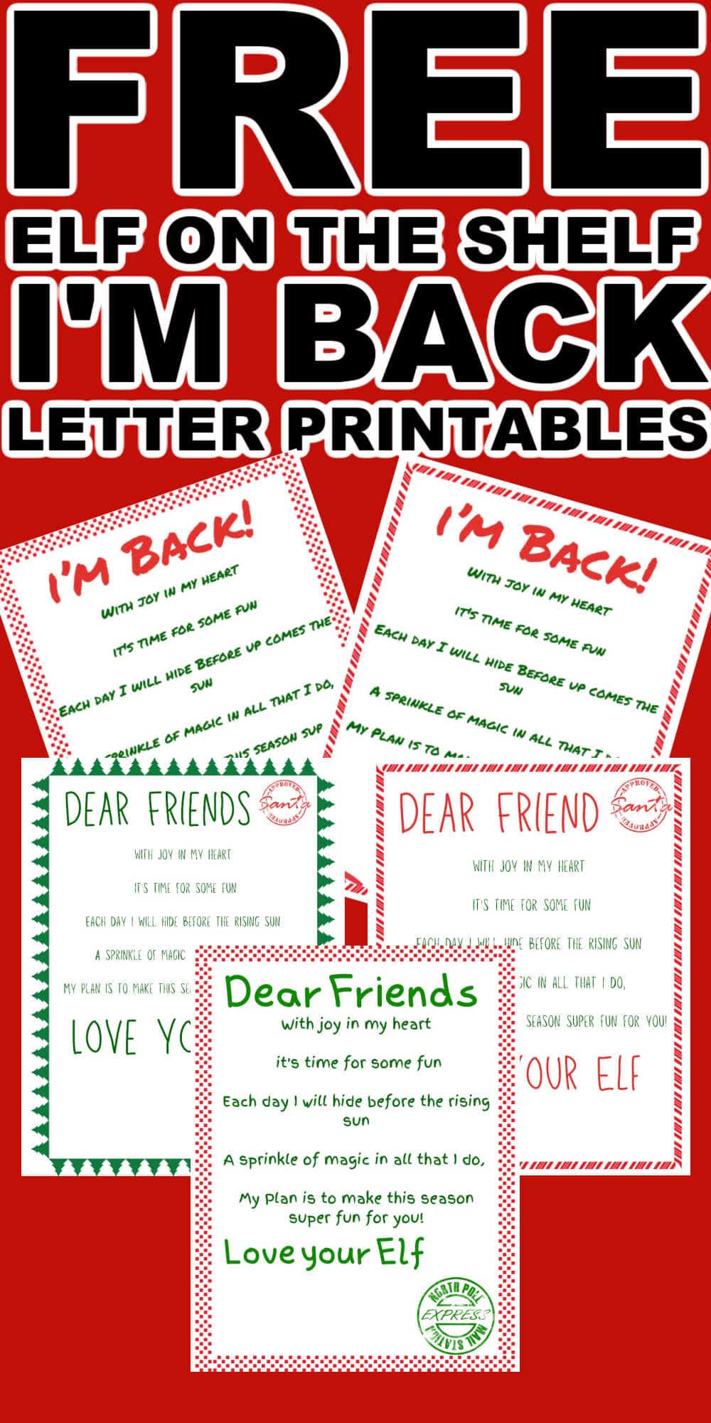 20 FREE I'm Back Elf on the Shelf Arrival Letter Printables