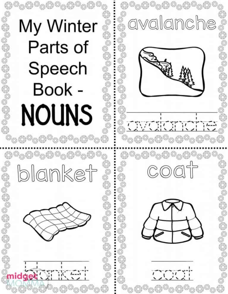 Winter Themed Parts Of Speech Worksheets Printable • MidgetMomma