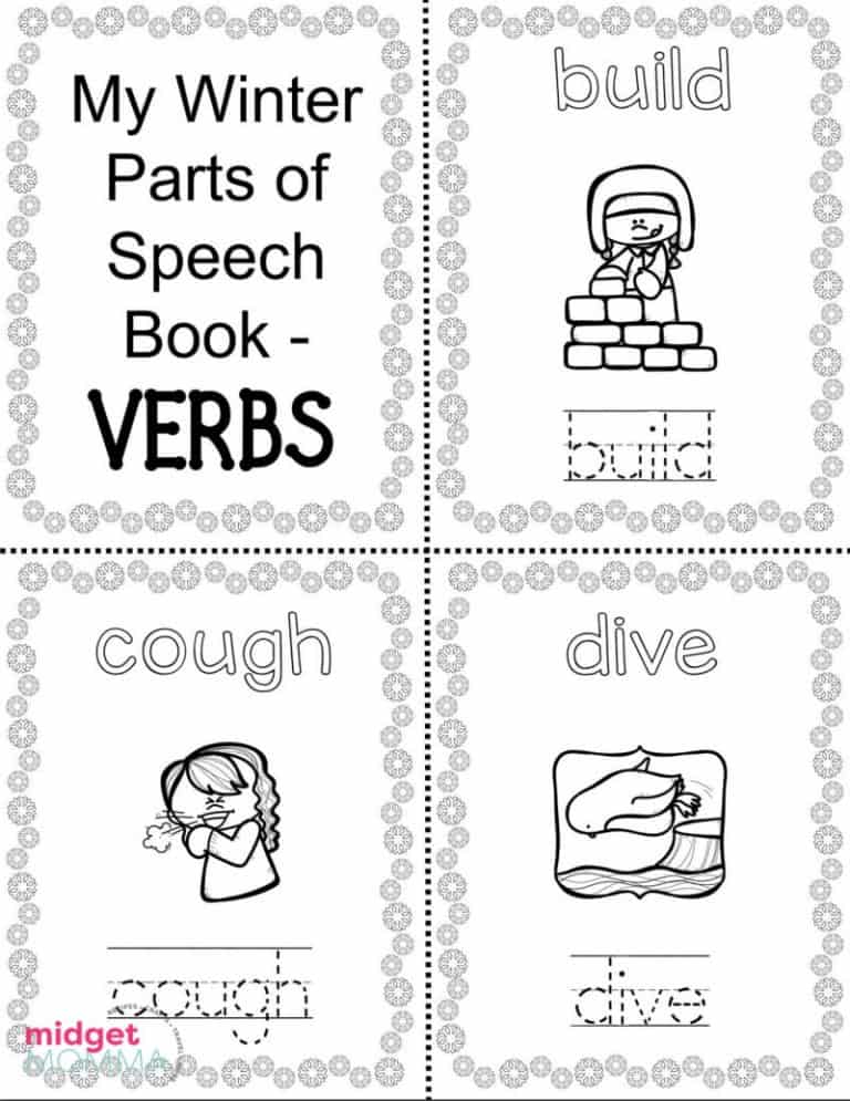 Winter Themed Parts Of Speech Worksheets Printable • MidgetMomma