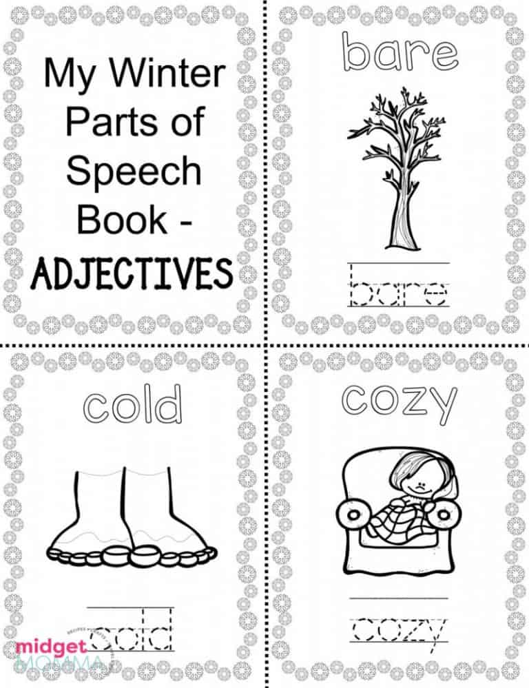 Winter Themed Parts Of Speech Worksheets Printable • MidgetMomma