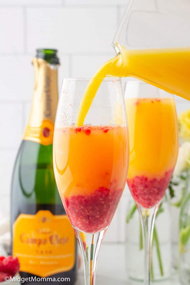 Raspberry Mimosas Recipe (+ Mocktail Recipe) • MidgetMomma