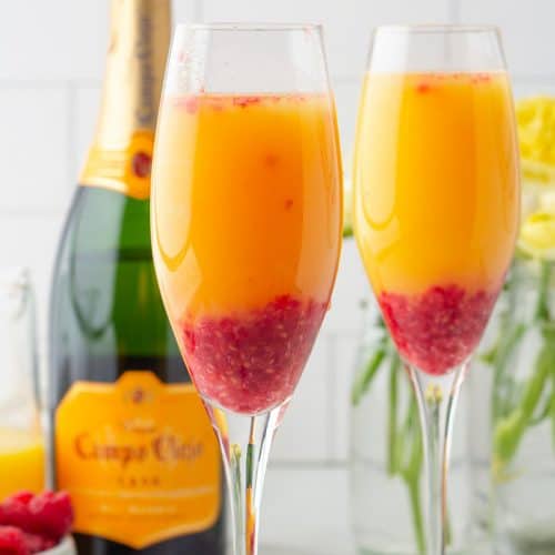 Raspberry Mimosas Recipe (+ Mocktail Recipe) • MidgetMomma