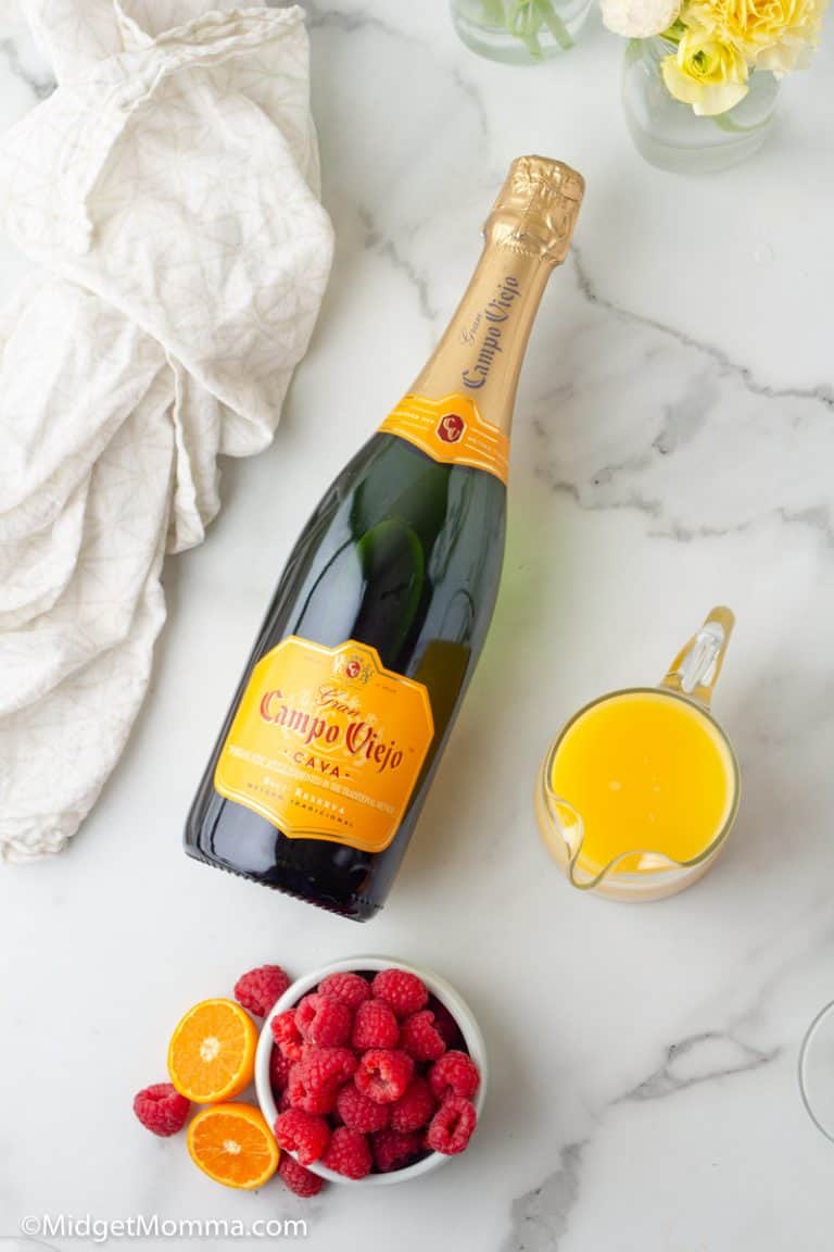 Raspberry Mimosas Recipe (+ Mocktail Recipe) • MidgetMomma