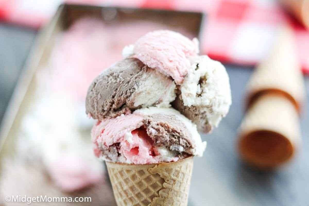 No Churn Neapolitan Ice Cream • MidgetMomma