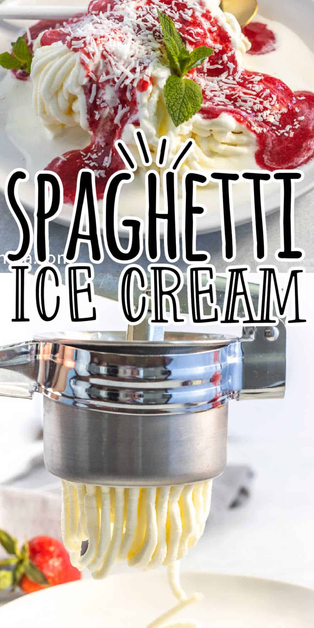 Spaghetti Ice Cream With Homemade Strawberry Sauce (Spaghettieis)