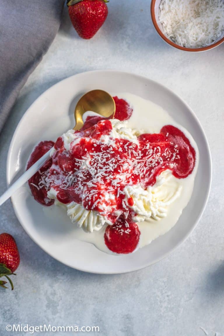 Spaghetti Ice Cream With Homemade Strawberry Sauce (Spaghettieis)