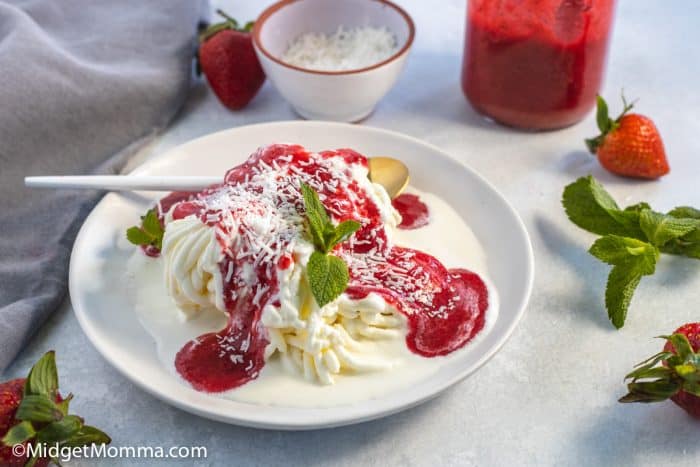 Spaghetti Ice Cream With Homemade Strawberry Sauce (Spaghettieis)
