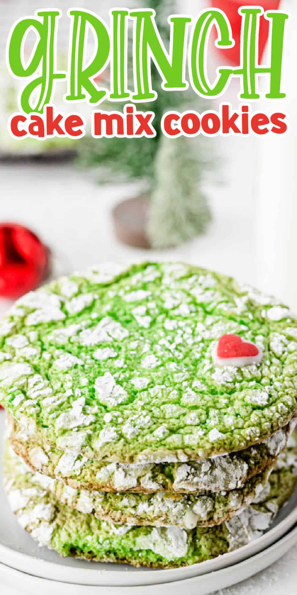 Grinch Cake Mix Cookies (Grinch Crinkle Cookies) • MidgetMomma