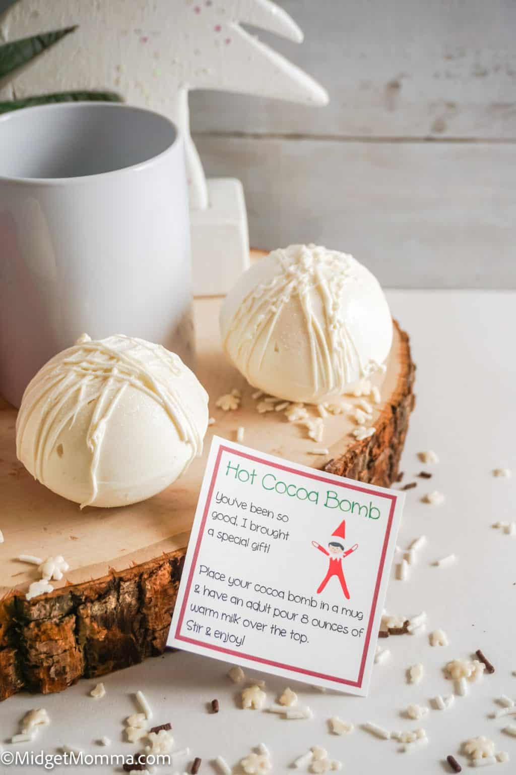 Snowball Hot Cocoa Bombs + Printable Instruction Card & Tag!