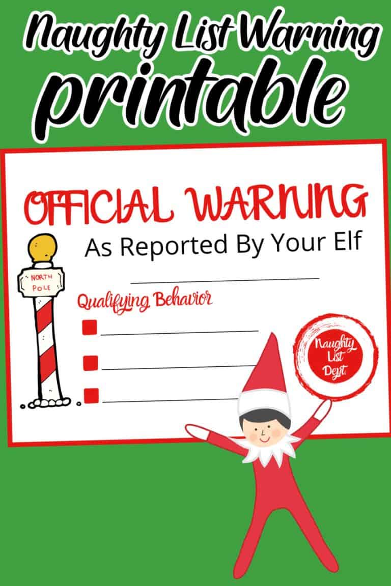 Elf on the Shelf Naughty List Warning Printable • MidgetMomma