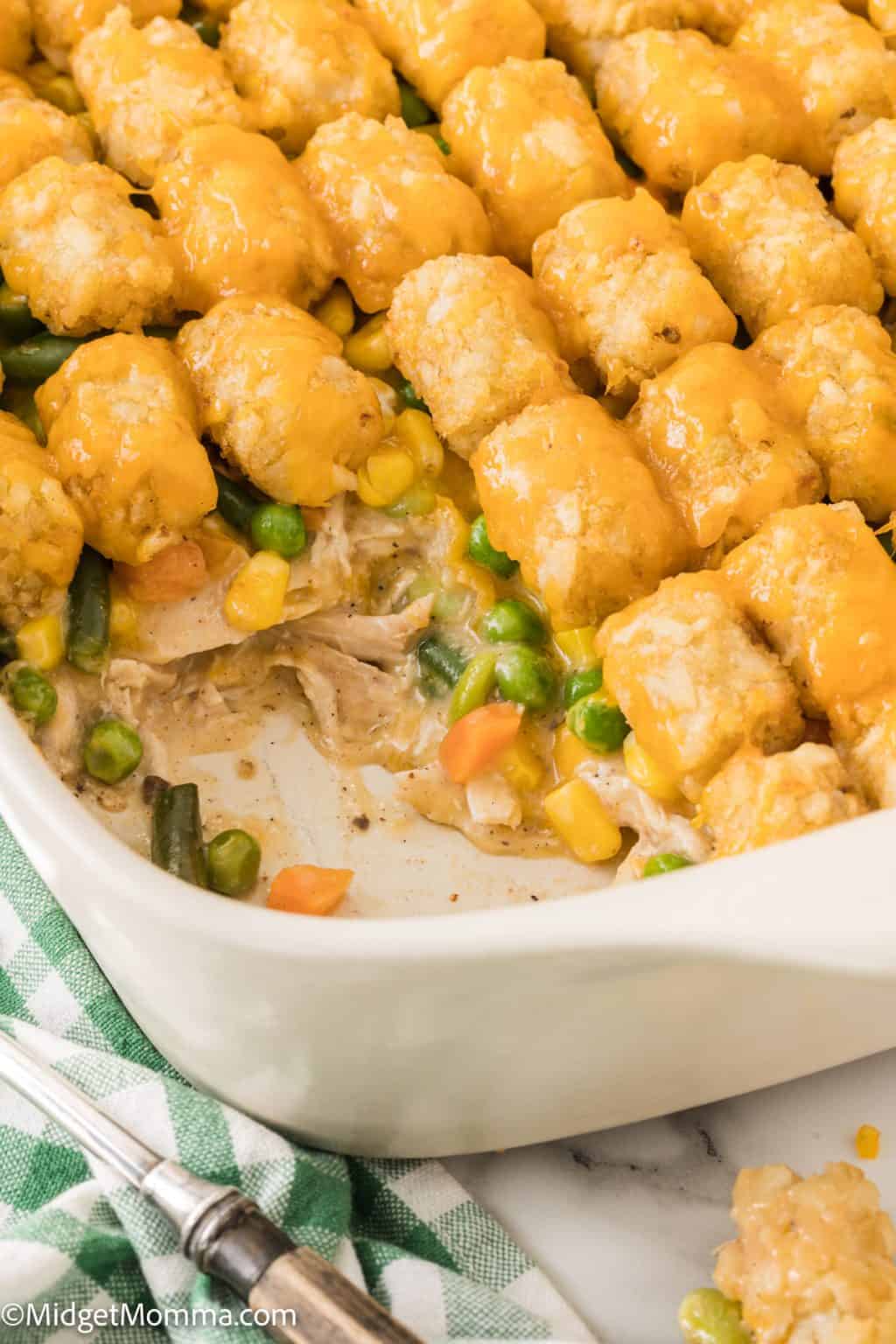 Cheesy Chicken Tater Tot Casserole Recipe • MidgetMomma