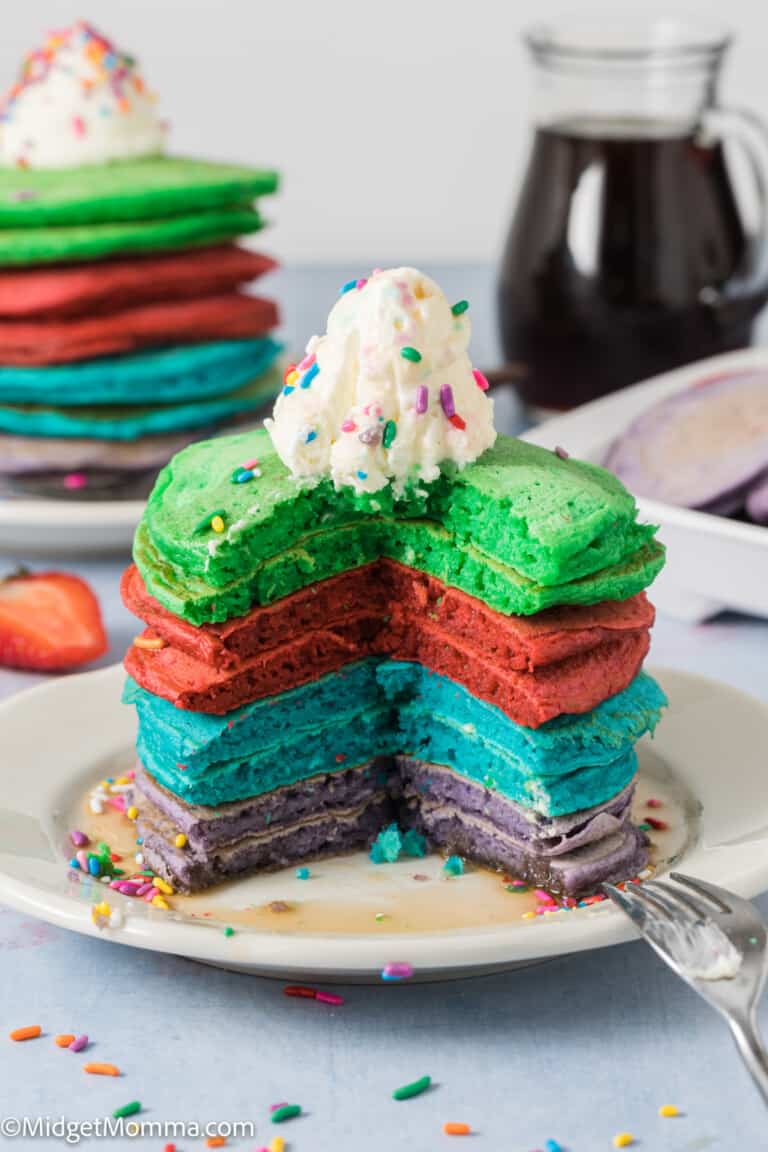 Fluffy Rainbow Pancakes Recipe • MidgetMomma