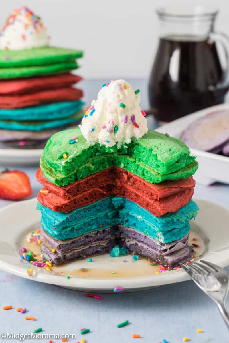 Fluffy Rainbow Pancakes Recipe • MidgetMomma