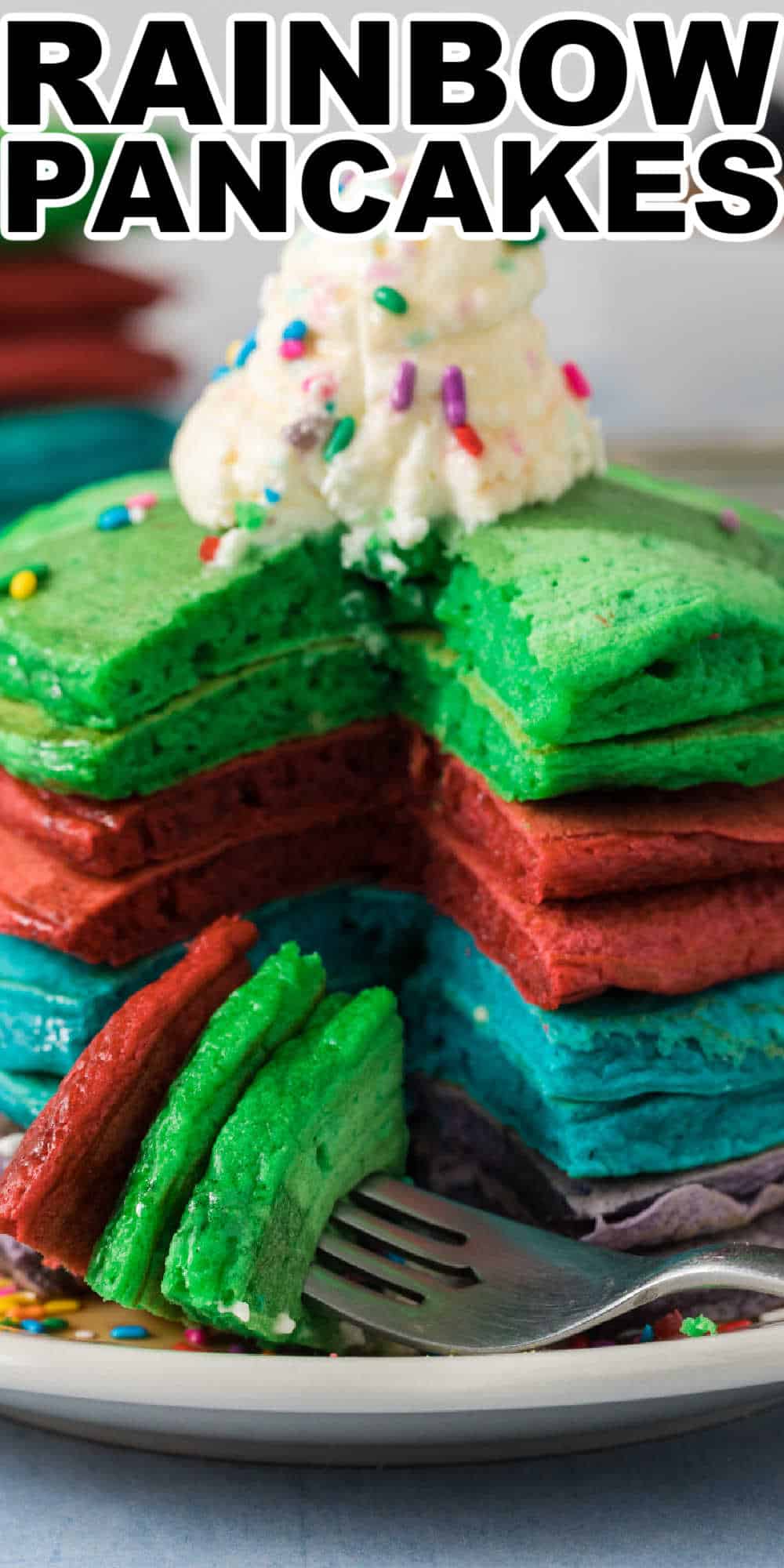 Fluffy Rainbow Pancakes Recipe • MidgetMomma