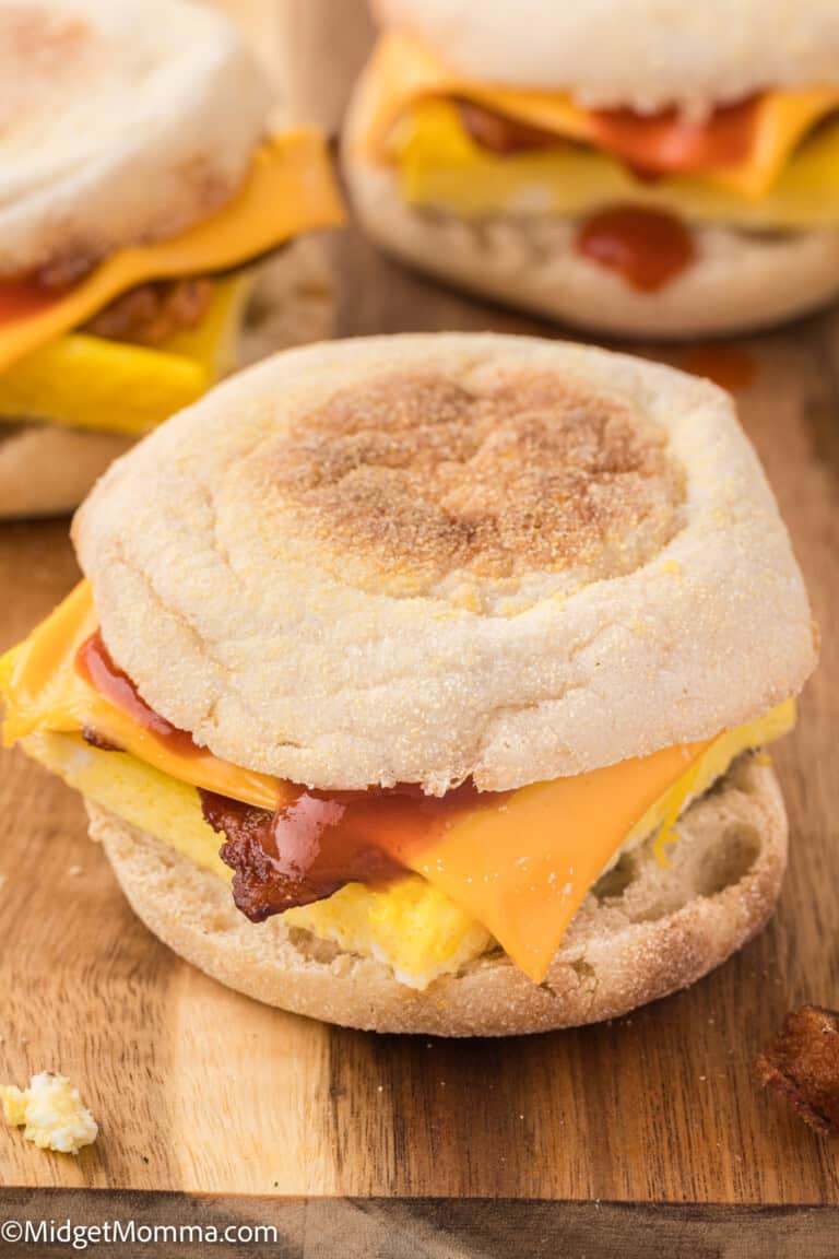 Bacon Egg and Cheese English Muffin Breakfast Sandwich Recipe • MidgetMomma