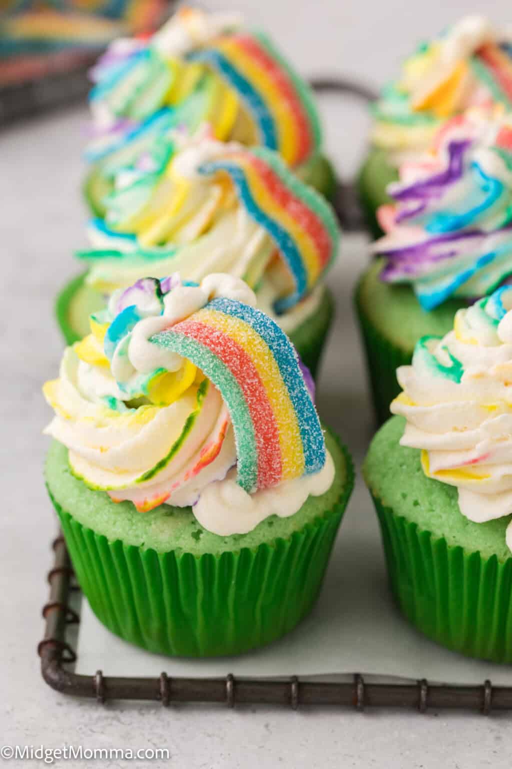 Green Colored Rainbow St. Patrick's Day Cupcakes • MidgetMomma