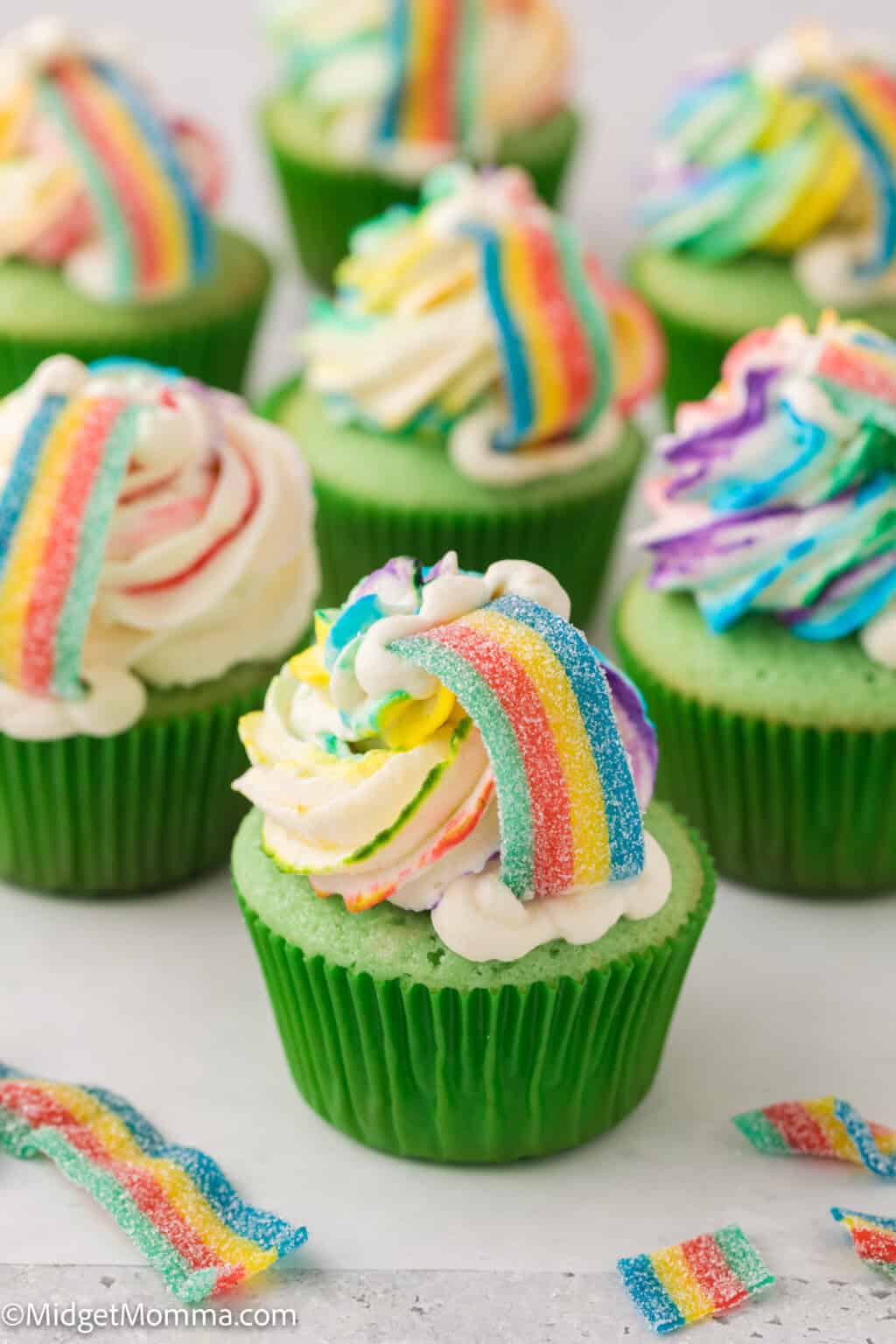 Green Colored Rainbow St. Patrick's Day Cupcakes • MidgetMomma