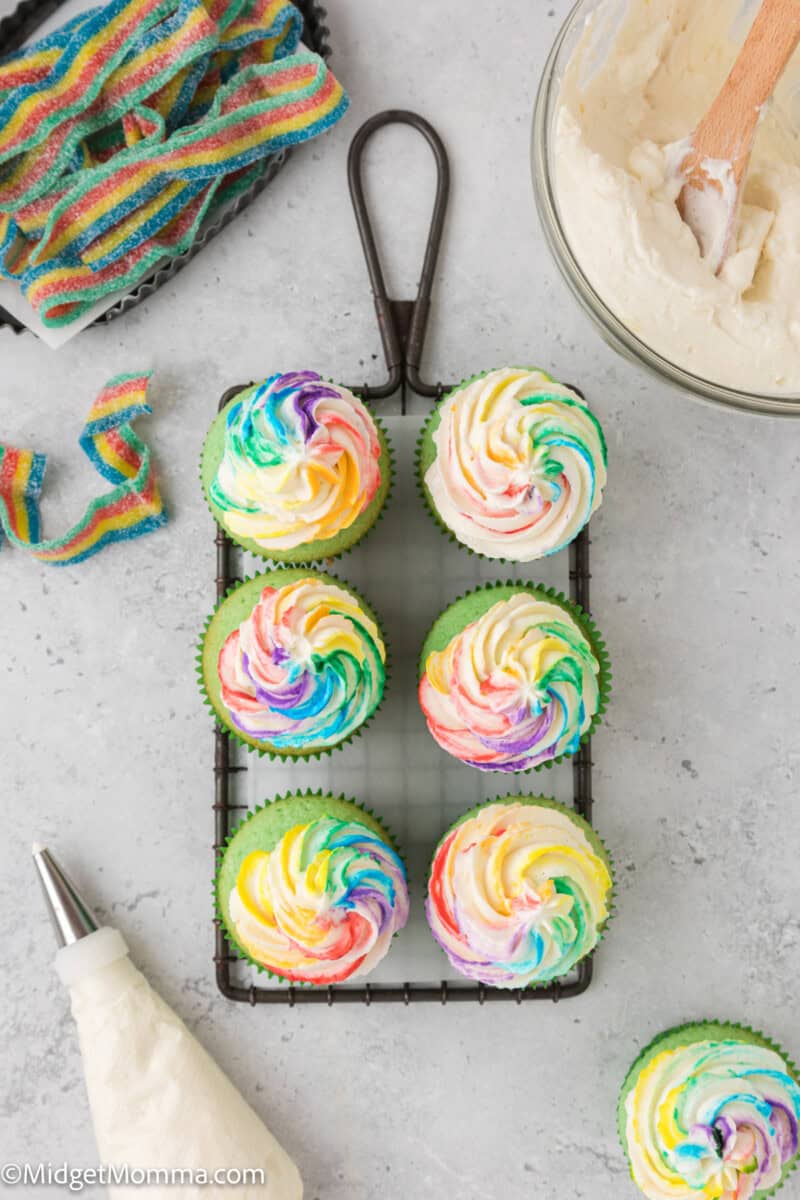 Green Colored Rainbow St. Patrick's Day Cupcakes • MidgetMomma
