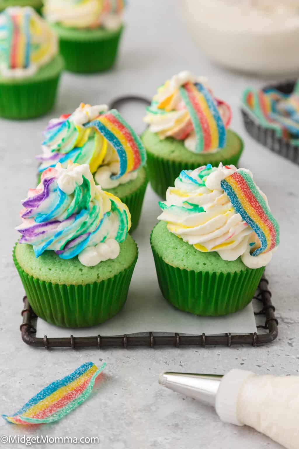 Green Colored Rainbow St. Patrick's Day Cupcakes • MidgetMomma