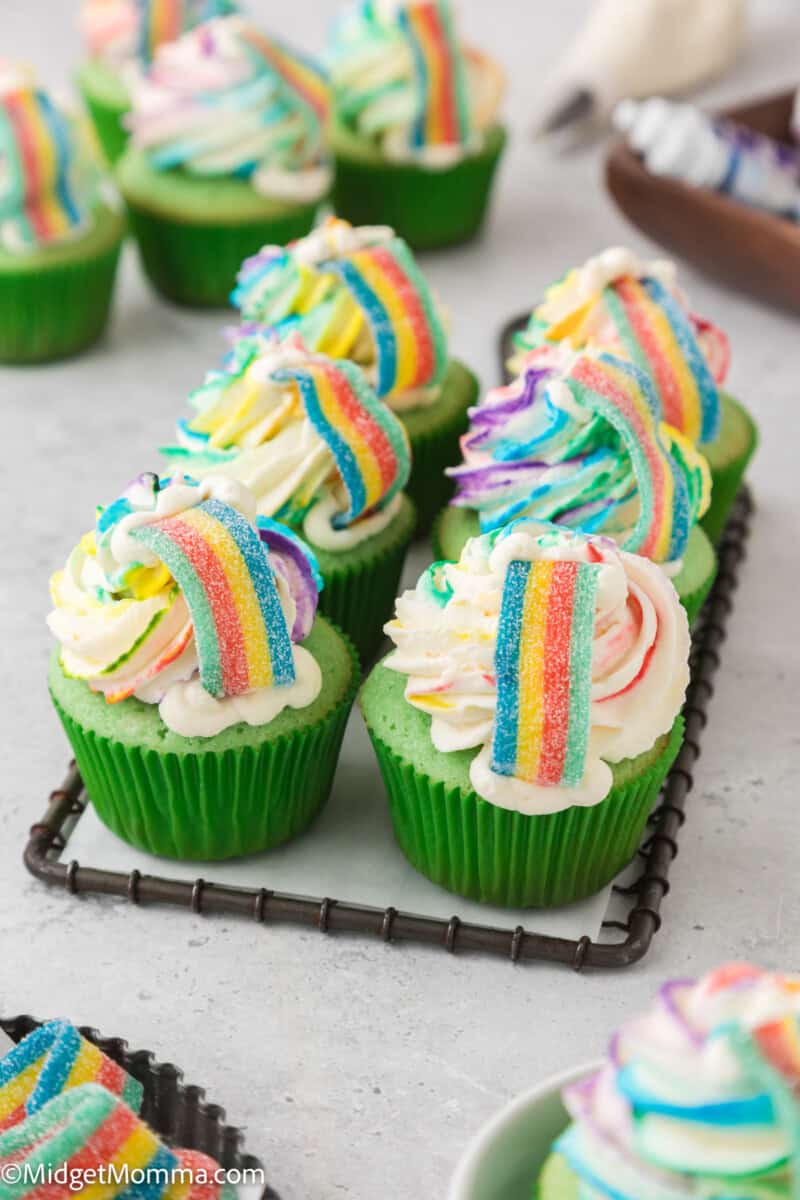 Green Colored Rainbow St. Patrick's Day Cupcakes • MidgetMomma